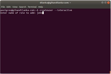 How To Create A New User With A Password In Postgresql In Ubuntu 1804 Gihan Dilanka