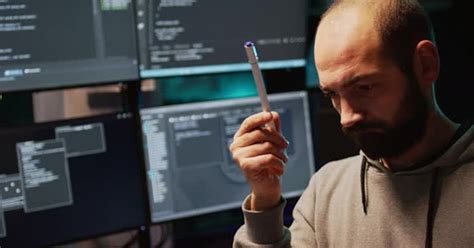 Database Admin Thinking About Programming Solution Technology Stock Footage Ft Handheld