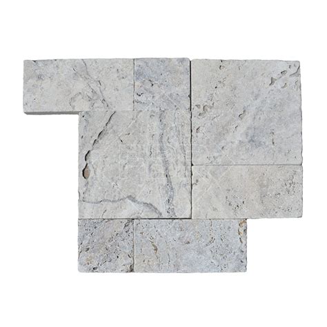 Silver Tumbled Roman Pattern Travertine Paver 3cm Fbr Marble