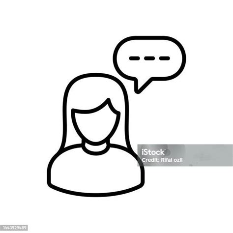 고객 서비스 담당자 여성 사용자 말하는 아이콘 로고 디자인 벡터 템플릿 그림 기호 및 기호 픽셀 완벽 아이콘에 대한 스톡 벡터 아트 및 기타 이미지 Istock