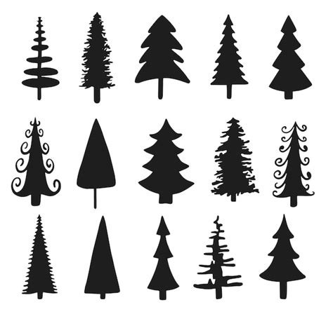 Árbol De Navidad Silueta Vector Premium