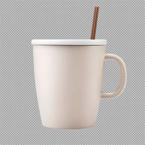Free Psd Mug With Straw Isolated On Background