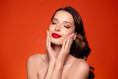 Photo Of Alluring Pretty Lady Enjoying Smooth Skin After Applying New Balm For Luxury Party Over