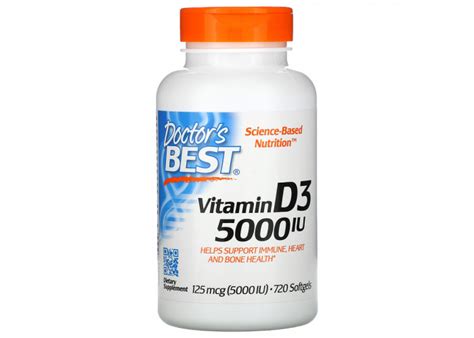 Doctors Best Витамин D3 125 мкг (5000 МЕ) 720 мягких желатиновых капсул ...