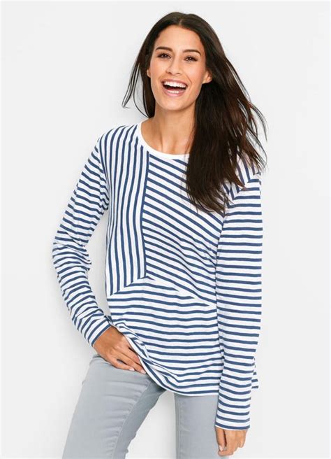Blusa Oversized Listrada Com Fio Flamê Azul Bonprix