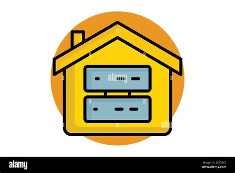Data Warehouse Colored Outline Icon House With Big Data Icon Related To Store Data Analytics