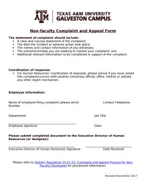 Non Faculty Complaint And Appeal Doc Template PdfFiller