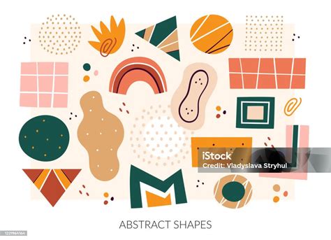 추상 모양 그림 벡터 그림 세트입니다 원과 삼각형 낙서 색상 도면 컬렉션입니다 0명에 대한 스톡 벡터 아트 및 기타 이미지