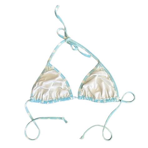 Baby Blue Polka Dot Bikini Size Tag Is Ripped Off Depop