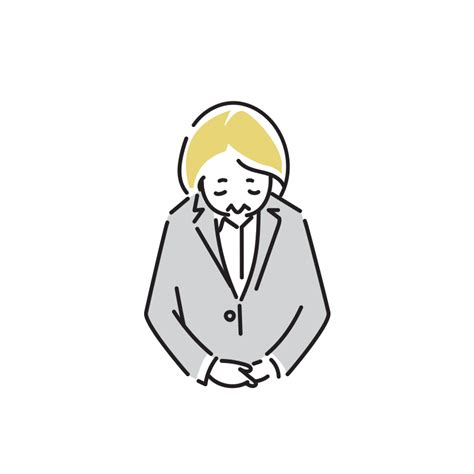 お辞儀するビジネスマンのイラストおばさん Loose Drawing 無料で商用利用可なフリーイラスト
