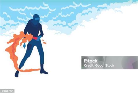 몰로토프 칵테일 화재 및 연기와 과격 한 젊은 남자 난동 벡터 그림 포스터 복사 공간입니다 New Anticapitalist