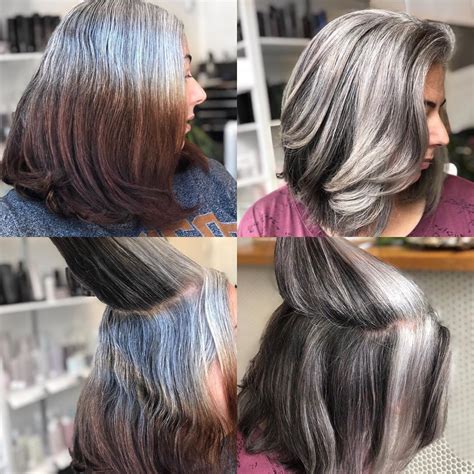 5 Ideas For Blending Gray Hair With Highlights And Lowlights Grey Hair