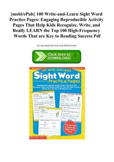 Mobiepub 100 Write And Learn Sight Word Practice Pages Engaging
