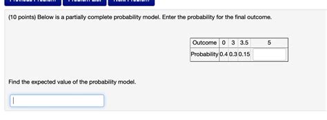 Solved Points Below Is A Partially Complete Probability Chegg