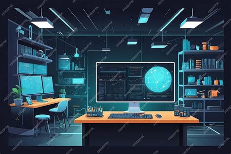 Premium Photo Coding Lab Space Flat Vector Illustration For