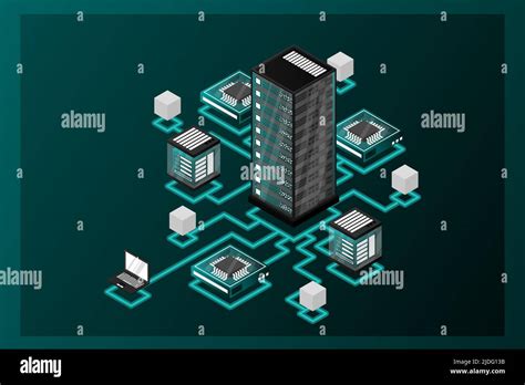 Concept Of Data Network Management Vector Isometric Map With Business