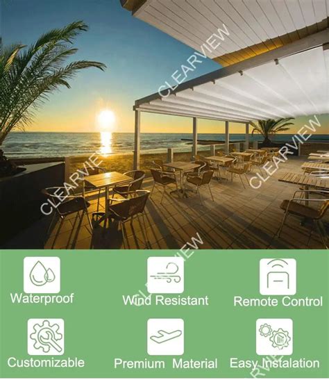 Clearview Bioclimatic Blackout Retractable Canopy Louvre Pvc Fabric Awning Pergola Buy Free