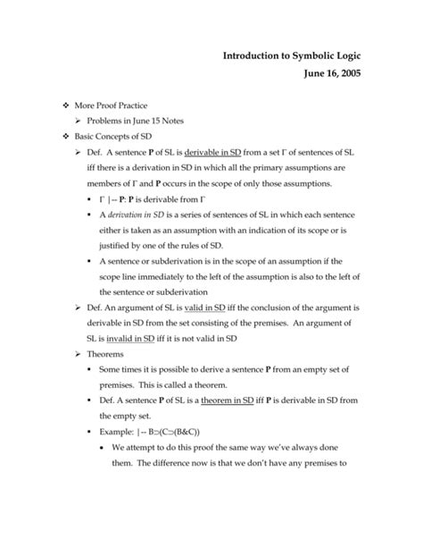 Introduction To Symbolic Logic