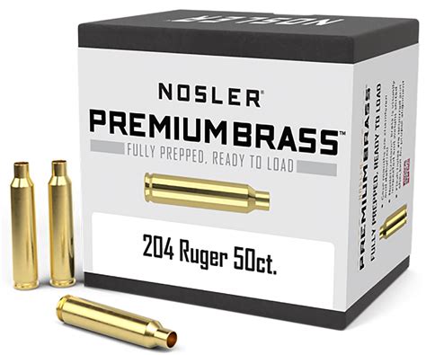 Nosler 10056 Premium Brass Unprimed Cases 204 Ruger Rifle Brass 50rd