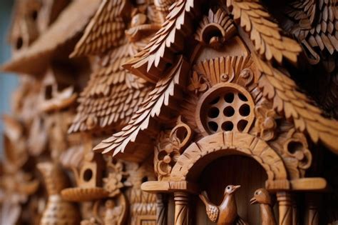 Premium Ai Image Intricate Wood Carving Details On Cuckoo Clock