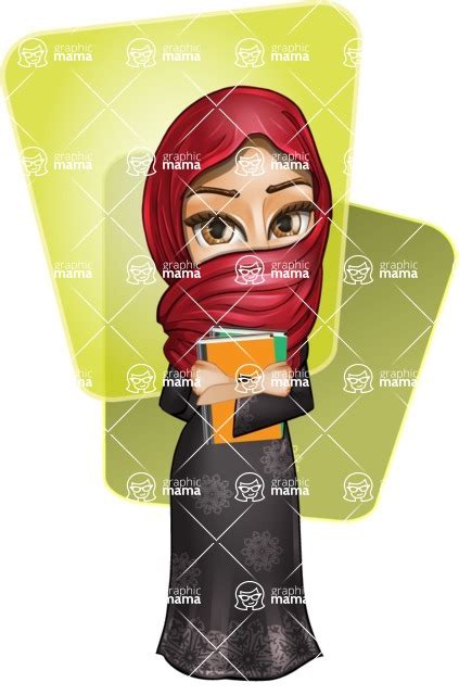 Muslim Girl With Hijab Scarf Cartoon Vector Character Shape 10 Graphicmama
