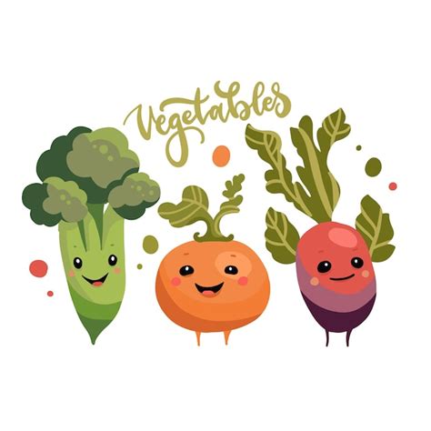 Premium Vector Cute Vegetable Cartoon Characters Isolated On White