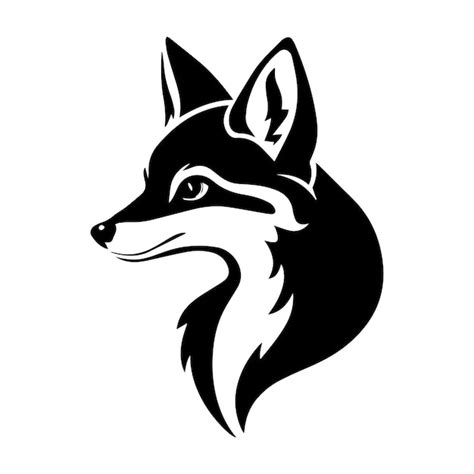 A Striking Silhouette Illustration Of A Beautiful Foxs Head Premium