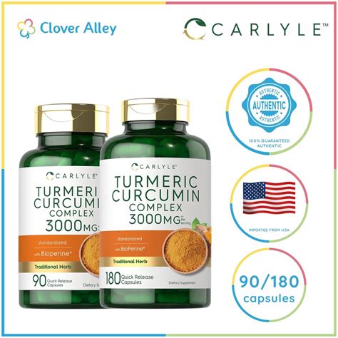 Carlyle Turmeric Curcumin Complex 3000mg 90/180 capsules (01/2027 ...