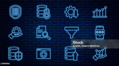 라인 파이 차트 인포그래픽 모바일 및 비밀번호 비용 절감 검색 기능이 있는 문서 핸드 설정 기어 서버 방패 판매 깔때기 및 보안 잠금 아이콘을 설정합니다 벡터 감소에 대한