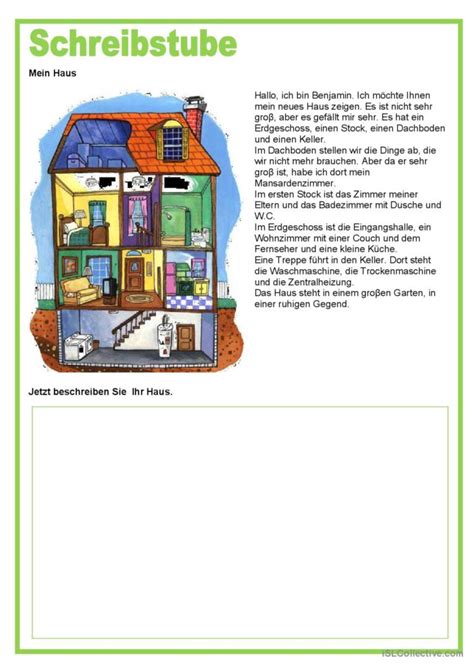 Schreibstube Mein Haus Deutsch DAF Arbeitsblätter pdf doc