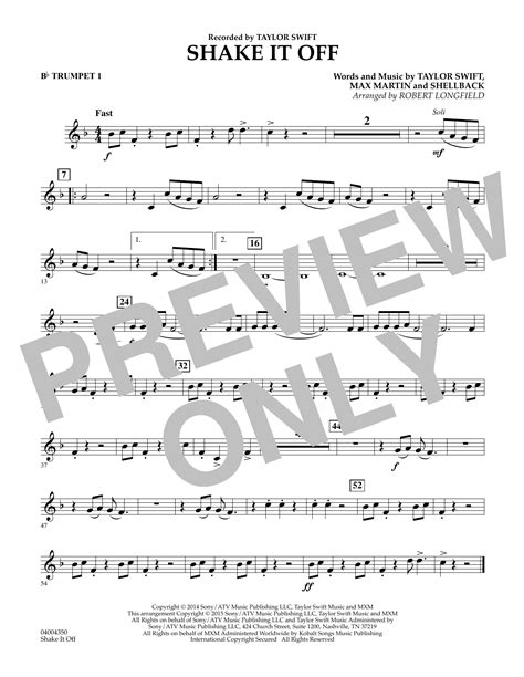 Shake It Off Bb Trumpet 1 By Robert Longfield Sheet Music For Concert