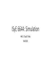 ISYE 6644 HW2 Tips Pdf ISyE 6644 Simulation HW 2 Tips Tricks Fall 2023 Question 1 See