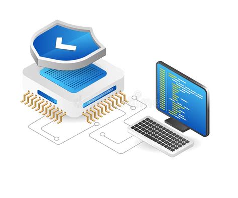 Flat 3d Concept Of Chip System Security Program Illustration Stock Illustration Illustration
