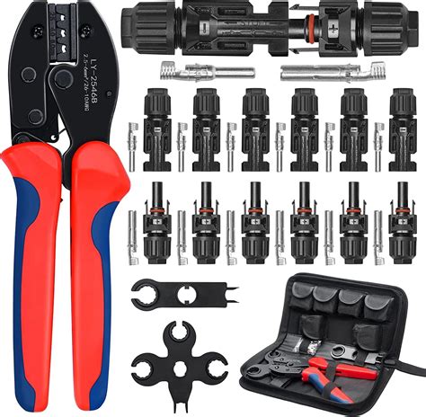 Solar Crimpzangen Set für 2 5 4 6 mm² Solarmodul PV Kabel 6 Paar Solarstecker