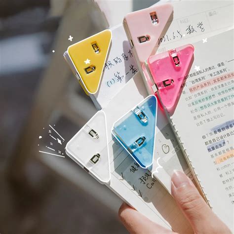 삼각형 코너 클립 세트 투명 컬러풀 페이지 홀더 종이 클립 파일 인덱스 사진 클램프 사무실 학교 책상 정리함 10 개