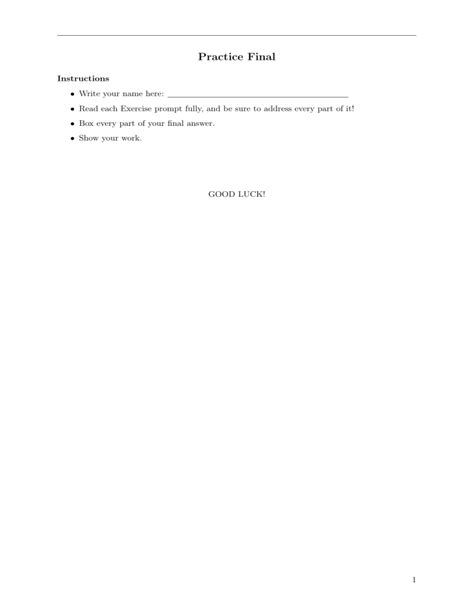 calculus practice final exam