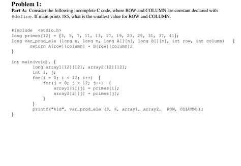 Solved Problem 1 Part A Consider The Following Incomplete