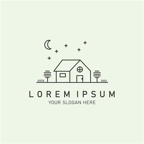 Cottage Or House Line Art Minimalist Simple Vector Logo Icon