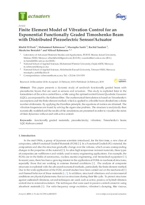 Pdf Finite Element Model Of Vibration Control For An Exponential