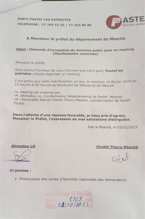 Interdiction De La Manifestation De Pastef à Mbacké Par Le Préfet