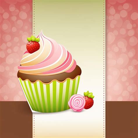 Banner De Cupcake De Dibujos Animados Lindo Con Espacio Para Copiar