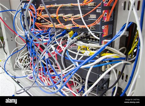 Bangkok Thailand Dec Cable Network In Server Room Cable Tangled Of Poorly Routed