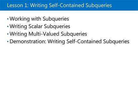 20761B 10 Using Subqueries Module 10 Using Subqueries Ppt Download
