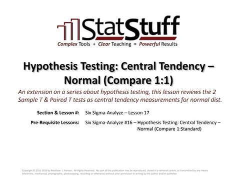 Hypothesis Testing Central Tendency Normal Compare 11 Ppt