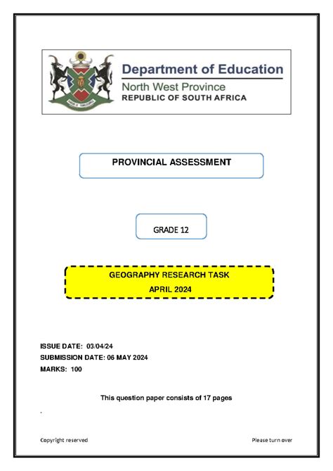 2025 Grade 12 Mapwork Task Mg Capricorn South District National Senior Certificate Certificat