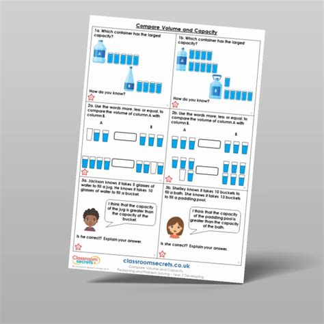 Compare Volume And Capacity Reasoning And Problem Solving Resource Classroom Secrets