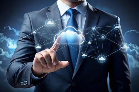 Businessman Touching Connect To Data Information On Cloud Computing Network And Technology Of