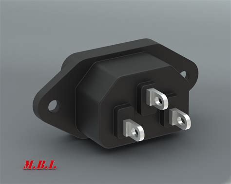 Iec C14 连接器公头 Step 模型图纸下载 懒石网