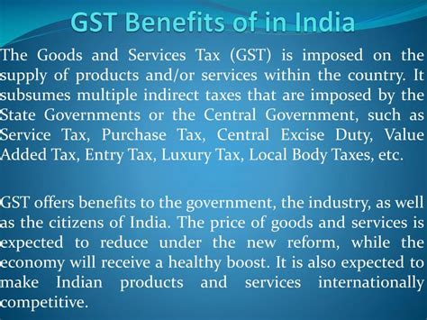 Ppt Gst Benefits Of In India Powerpoint Presentation Free Download
