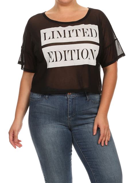 Plus Size Limited Edition Black Net Crop Top Plussizefix
